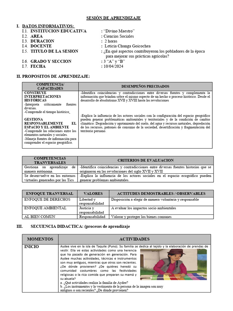 Sesion de Aprendizaje 3 A y B 10 Abr | PDF | Evaluación | Aprendizaje