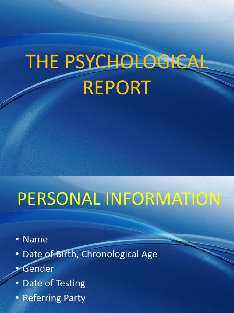 Comprehensive Psychological Report Overview | PDF