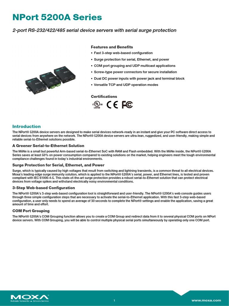 moxa-nport-5200a-series-datasheet-v1.7 | PDF | Microsoft Windows | Computer Architecture