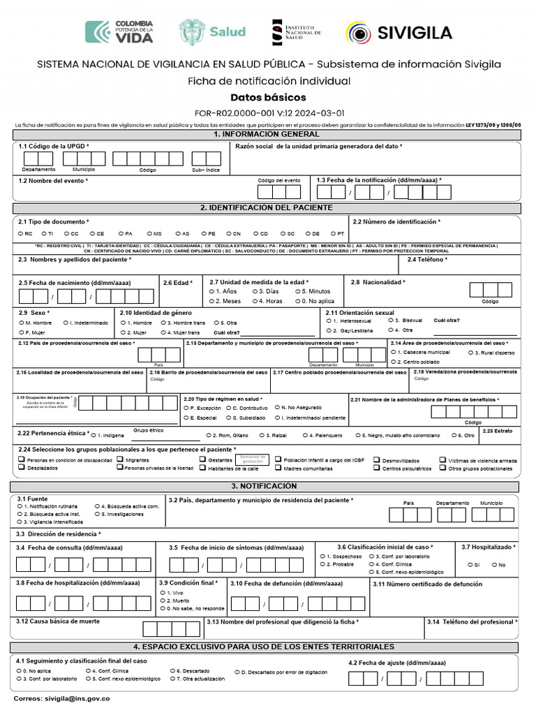 Formulario de Notificación de Casos Médicos | PDF | Bisexualidad | La ...