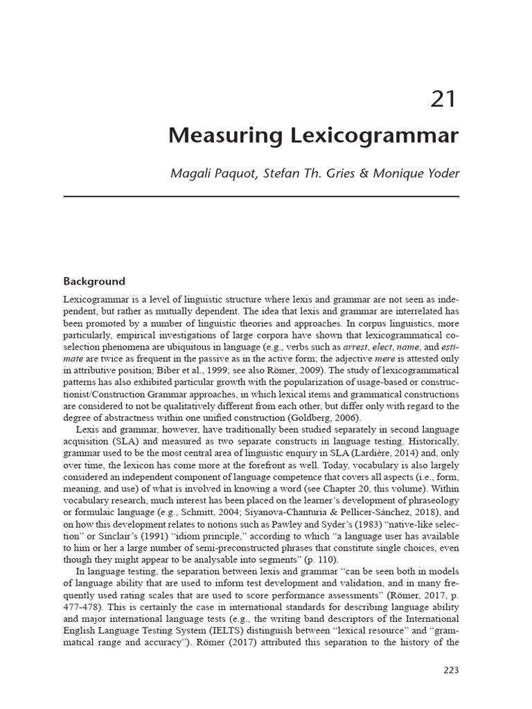 How To Meassure Lexicogrammar | PDF | Second Language Acquisition ...