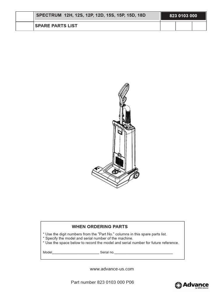 11-11 SPECTRUM 12H, 12S, 12P, 12D, 15S, 15P, 15D, 18D 11 Spare Parts ...
