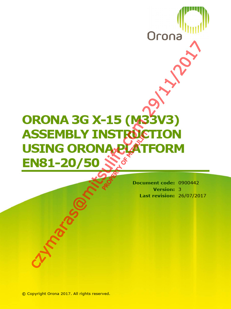 Assembly Instruction 1015 En.81.20 | PDF | Elevator | Crane (Machine)