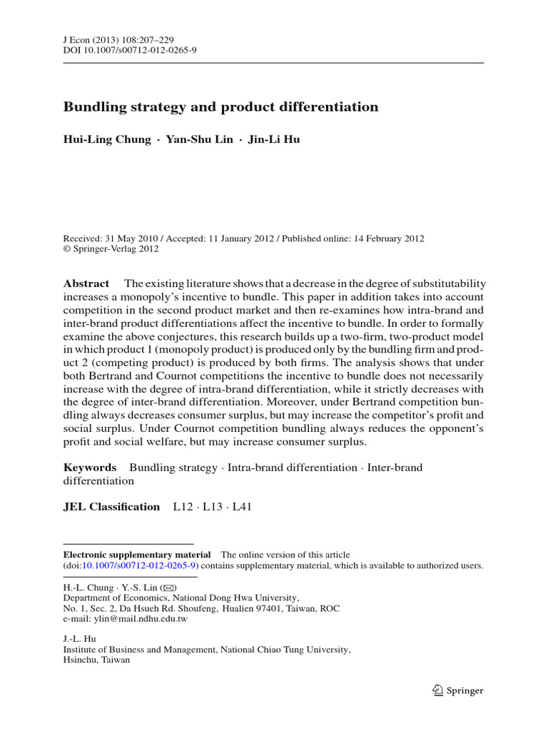 Bundling Strategy and Product Differentiated Products | PDF | Demand ...