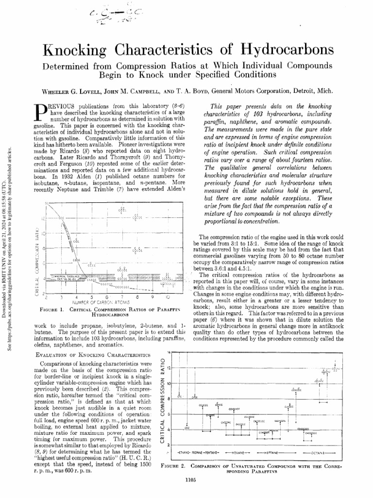 Hydrocarbon Knocking Characteristics | PDF | Hydrocarbons | Gasoline