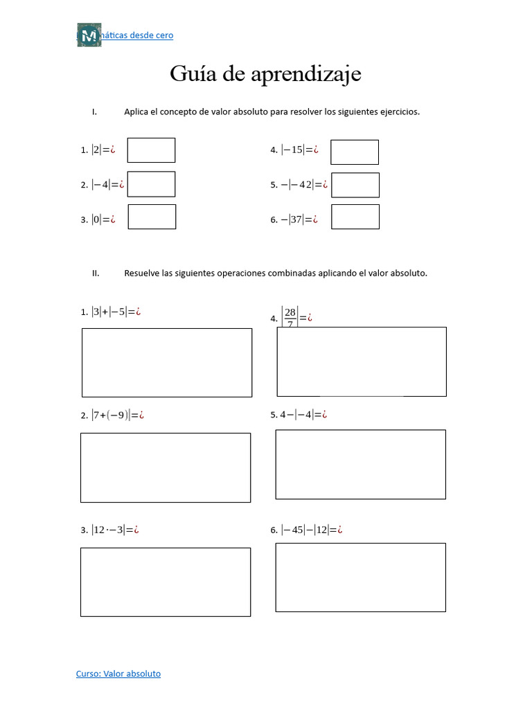 Ejercicios Resueltos Sobre Valor Absoluto - Nivel Fácil | PDF