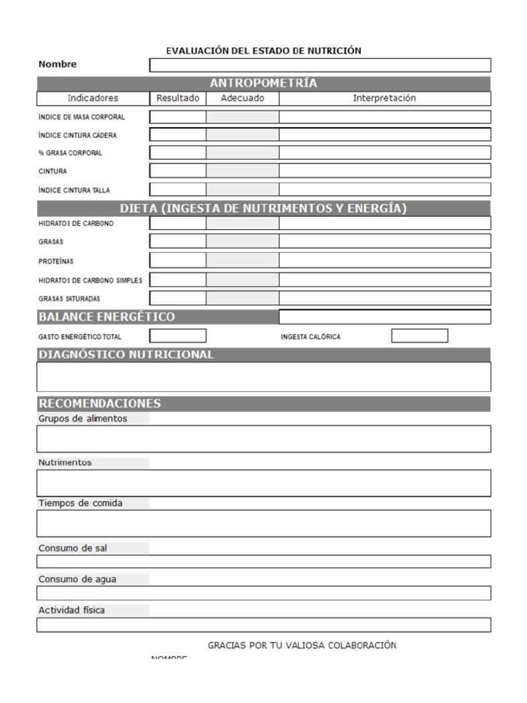 Formato de Ev. Edo Nut | PDF