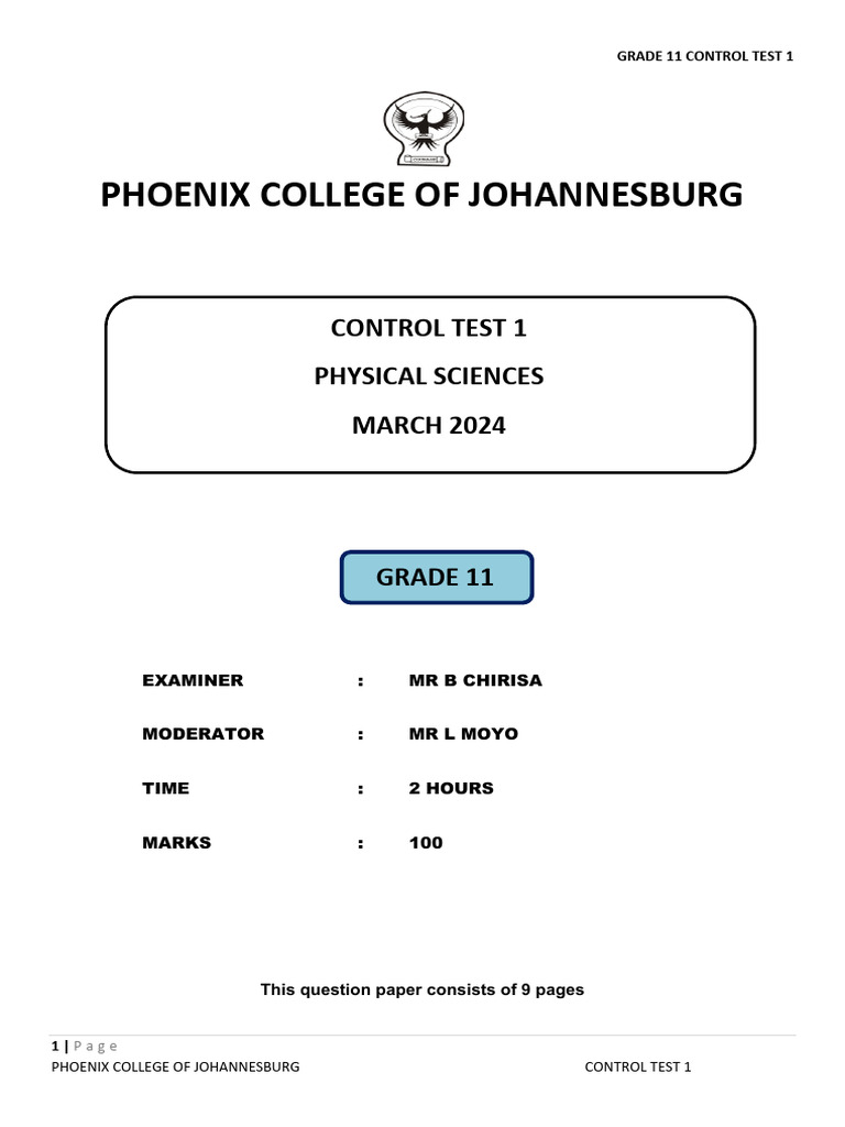 Grade 11 March Test 2024 | PDF | Force | Friction