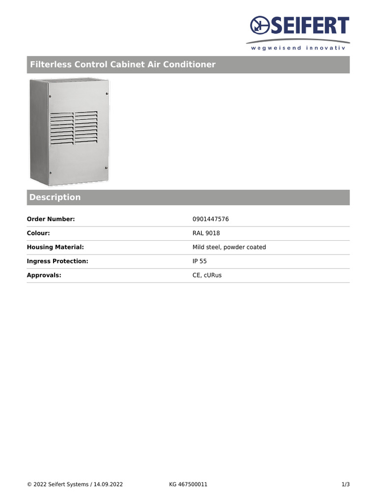 Filterless Control Cabinet Air Conditioner | PDF | Air Conditioning ...
