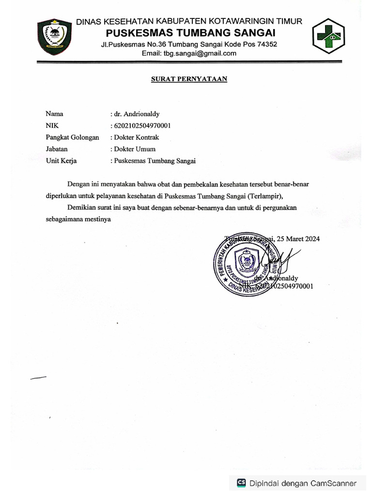 Permintaan Pengadaan Obat Pkm Sangai Jan Maret 2024 Pdf