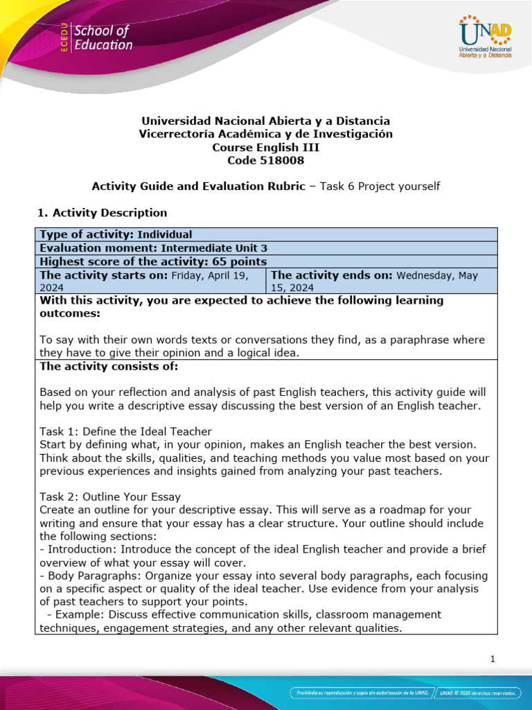 Activity GuidE. English III | PDF | Essays | Teachers