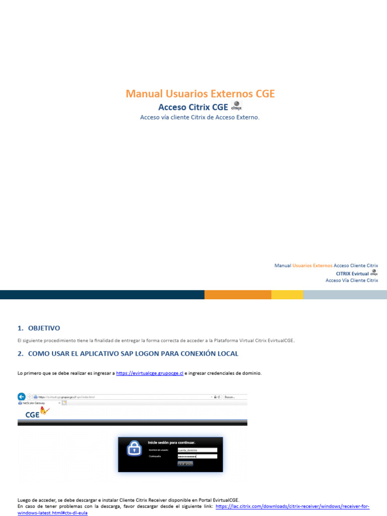 Manual de Uso - Acceso Citrix CGE | PDF | Sistemas Citrix | Informática
