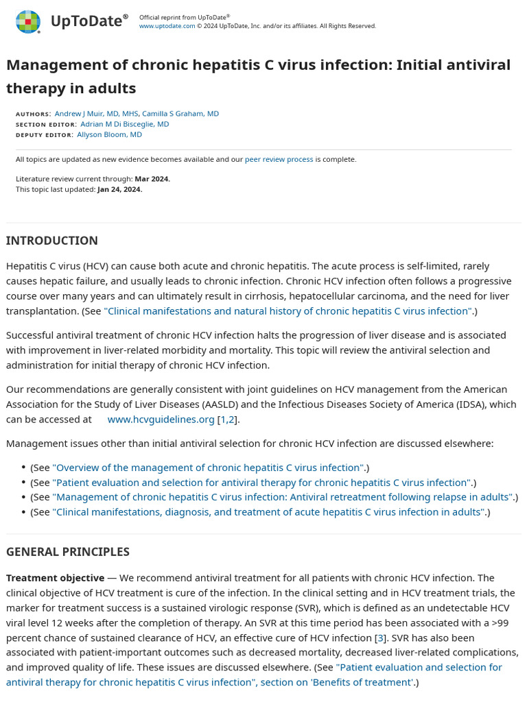 Management of chronic hepatitis C virus infection_ Initial antiviral ...