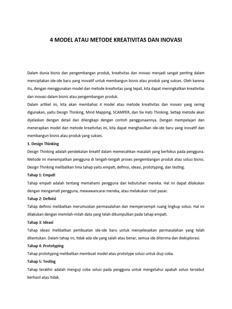 4 Metode Design Inovasi | PDF