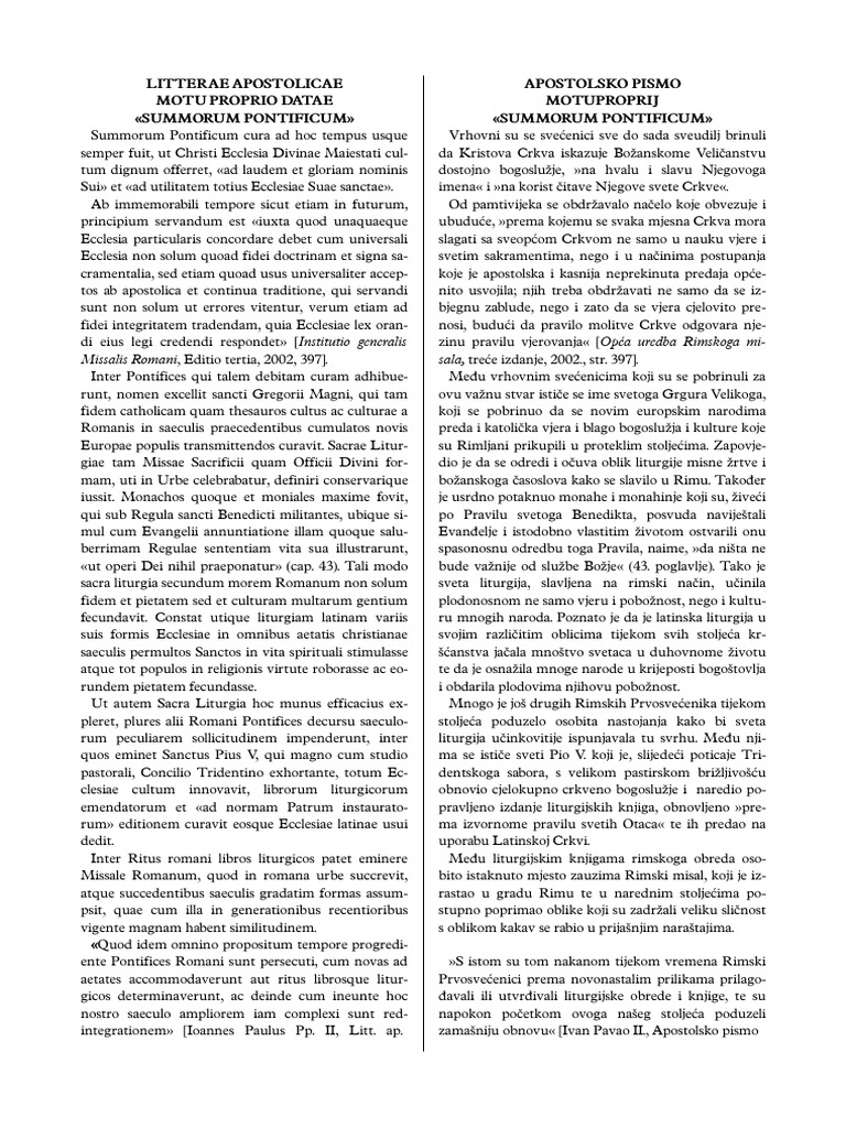 (2007.) Benedikt XVI. - Summorum Pontificum | PDF