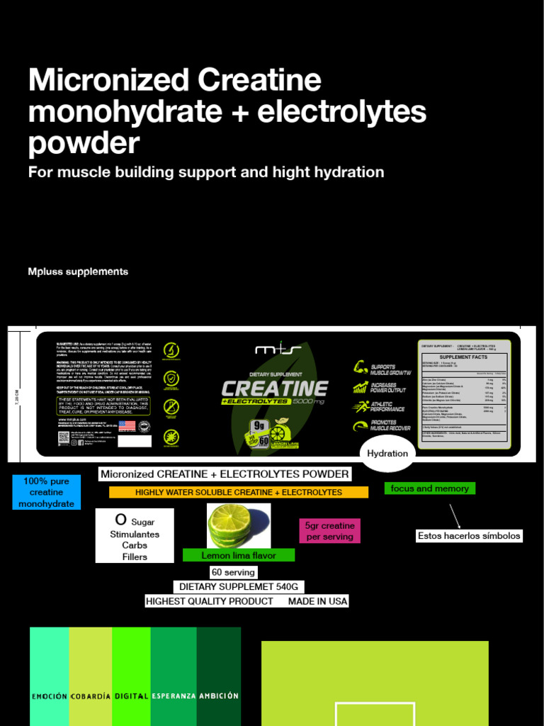Creatine Monohydrate Labels | PDF | Magnesium | Chemistry