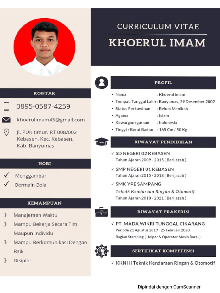 CV + Berkas Lamaran Kerja KHOERUL IMAM-1 | PDF