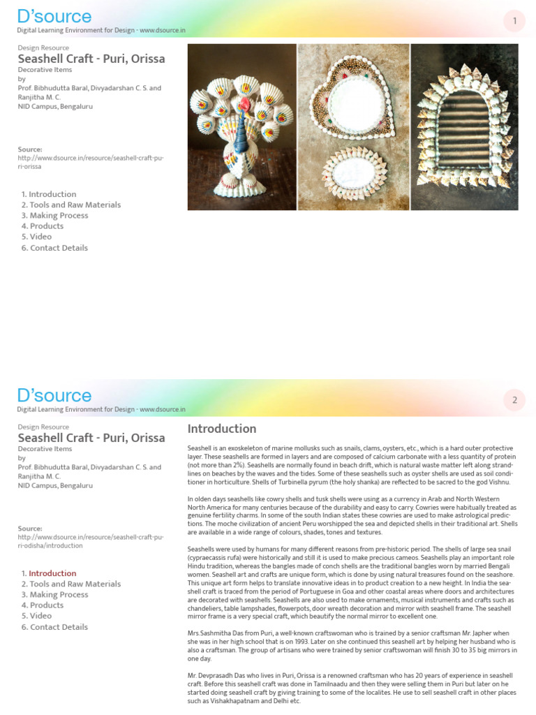 Seashell Crafting in Puri, Orissa | PDF