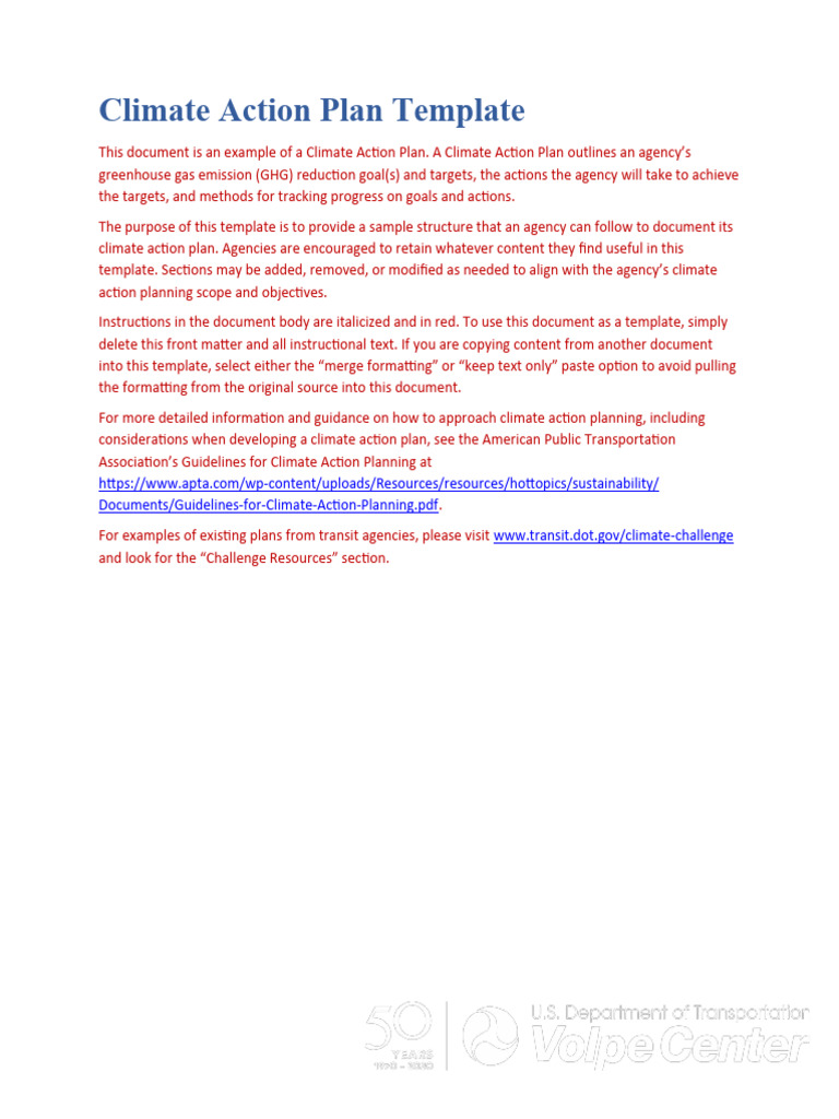 Climate Action Plan Template Guide | PDF | Renewable Energy | Climate ...