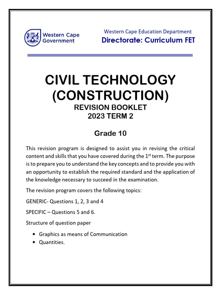 REVISION BOOKLET CONSTRUCTION TERM 2_2023 Grade 10 FINAL to be submit fin | PDF | Area | Question