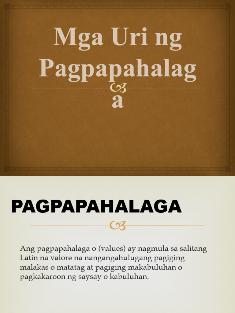 Mga Uri NG Pagpapahalaga | PDF