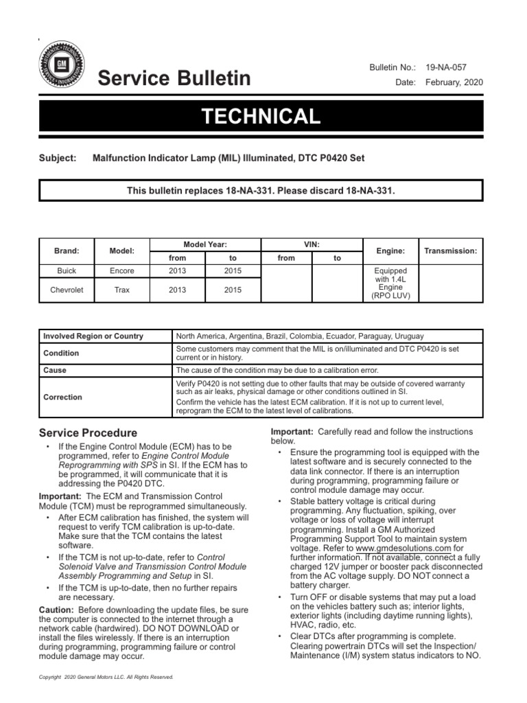 Encore Nthsa Bulletin MC-10173390-9999 2 | PDF | Electrical Engineering ...