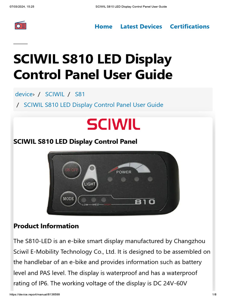 SCIWIL S810 LED Display Control Panel User Guide | PDF | Internet Privacy | Manufactured Goods