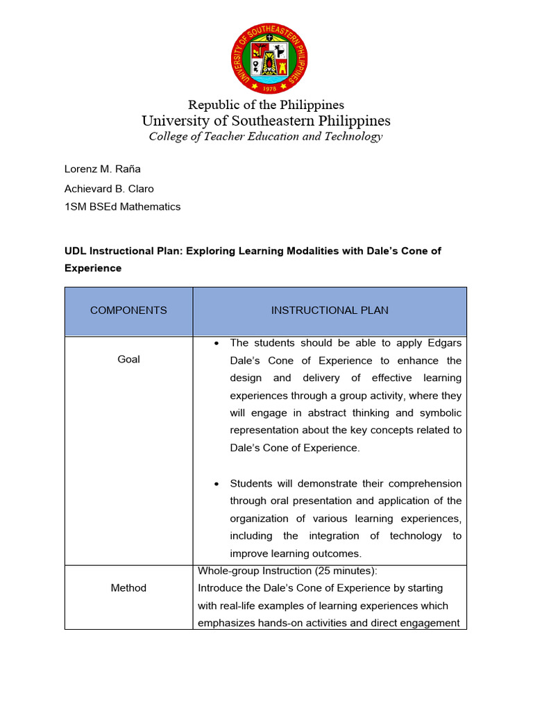 UDL Instructional Plan | PDF | Learning | Reading Comprehension