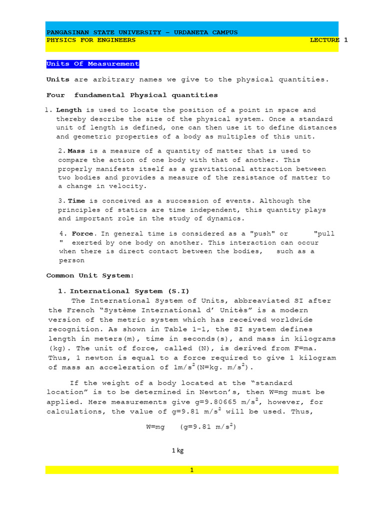 Units and Measurements in Physics | PDF | Force | Significant Figures