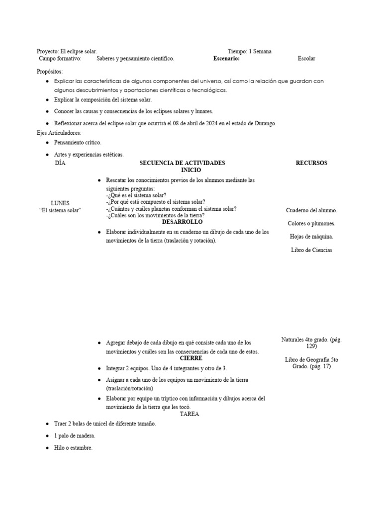 Proyecto - Eclipse Solar - 6º | PDF | Luna | Sistema solar