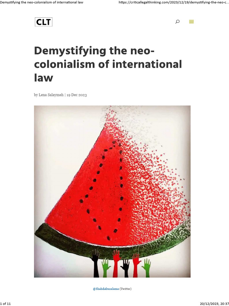 Demystifying The Neo Colonialism of Int | PDF | Zionism | Palestinians