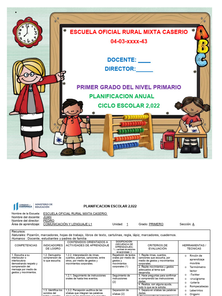 1 Planificacion Primer Grado-Curriculo Emergente 2022 | PDF ...