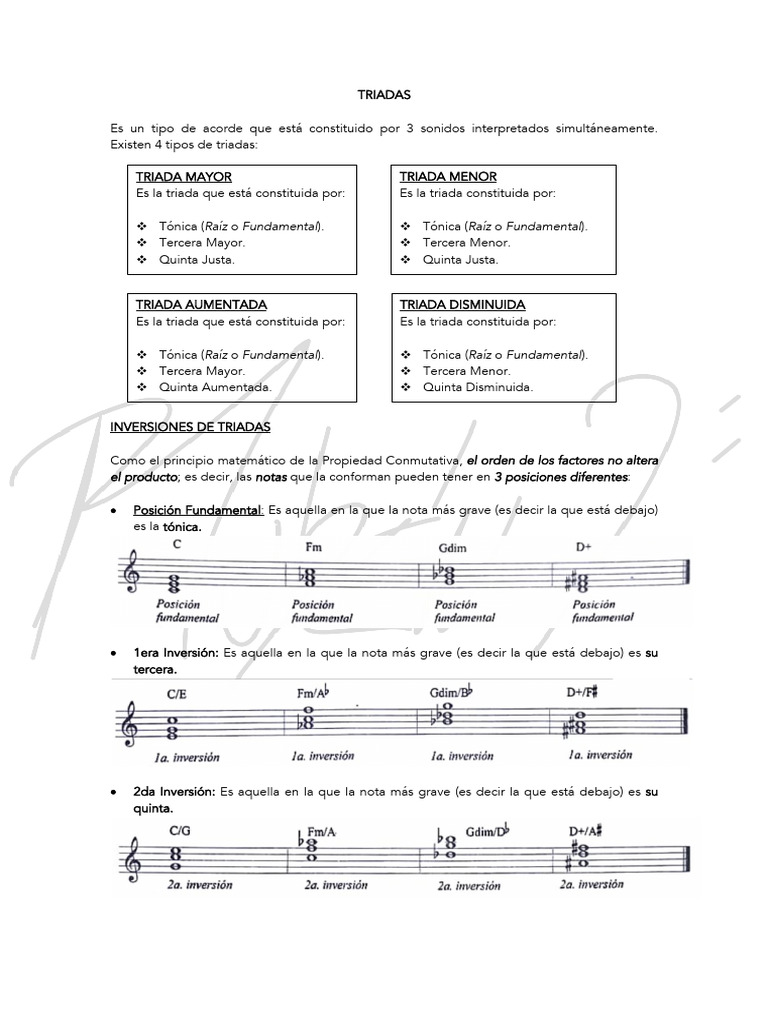 Guía de Triadas e Inversiones Musicales | PDF | Artes del Lenguaje y ...