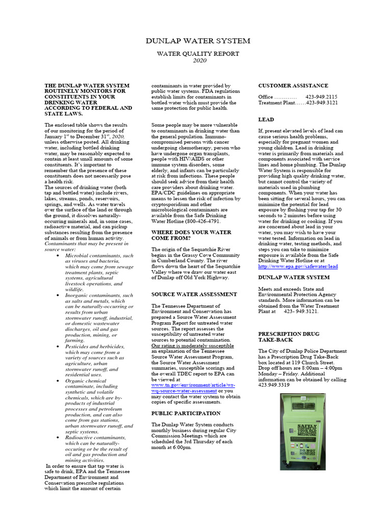 Dunlap WS 2020 Consumer Confidence Report 07072021 REVISED | PDF ...