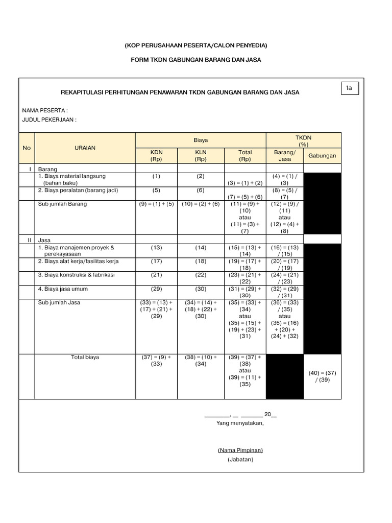 Form TKDN Gabung Barang Dan Jasa | PDF
