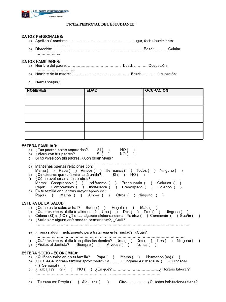 Ficha Personal | PDF