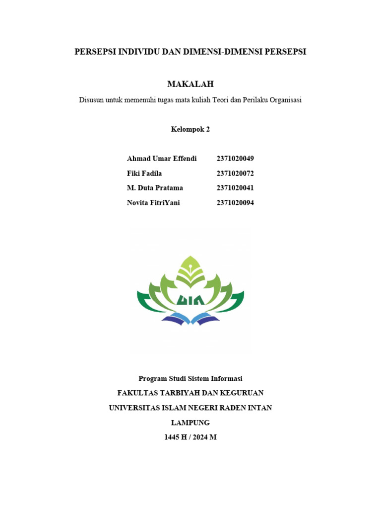 Persepsi Individu Dan Dimensi - Dimensi Persepsi | PDF