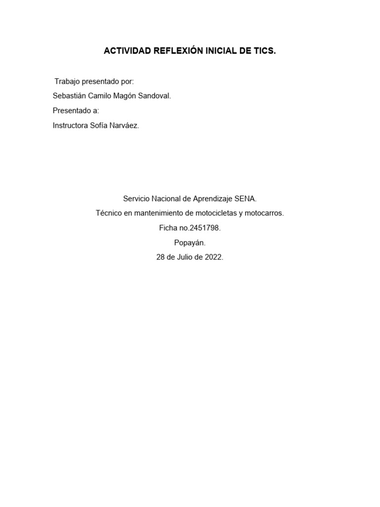 Actividad 1 Tics, Sebastián Camilo Magónl | PDF | Tecnología de información y comunicaciones ...