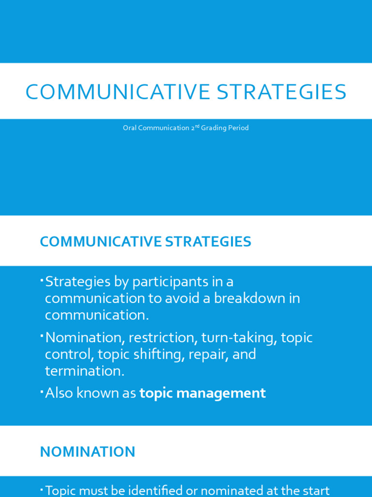 Communicative Strategies | PDF | Career & Growth