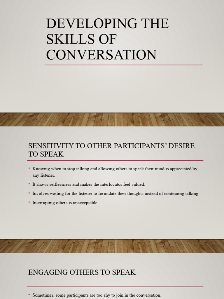Developing The Skills of Conversation | PDF