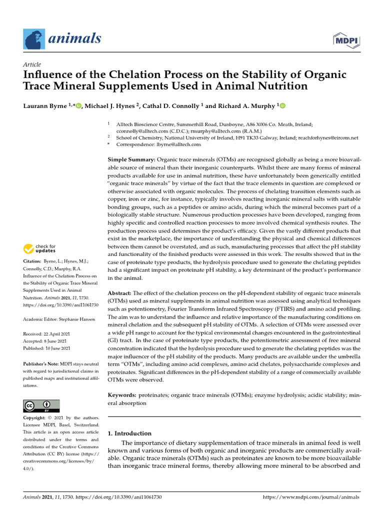 Influence of The Chelation Process On The Stability of OTM | PDF ...