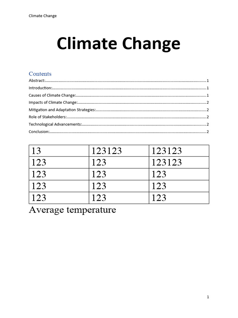 Climate Change Research Paper | PDF | Climate Change | Climate Change ...