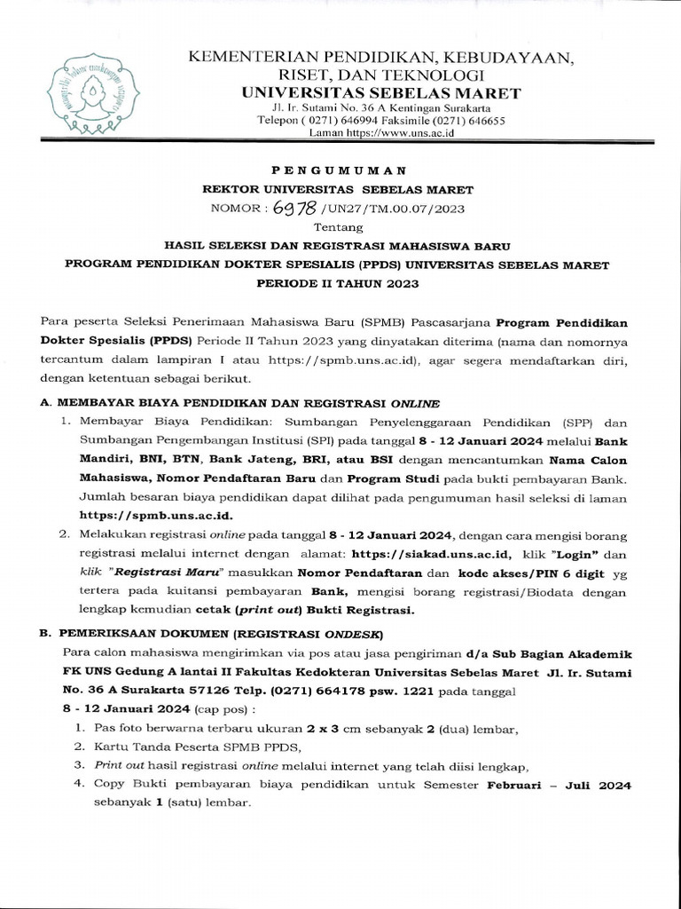 Registrasi PPDS UNS 2024: Panduan Lengkap | PDF