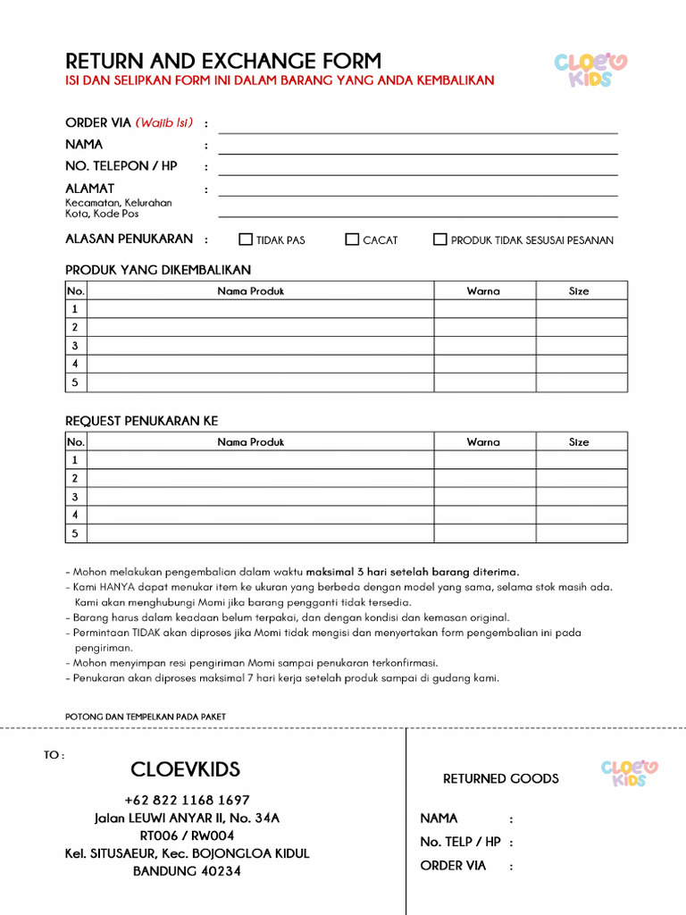 Return&Exchange CLOEV | PDF