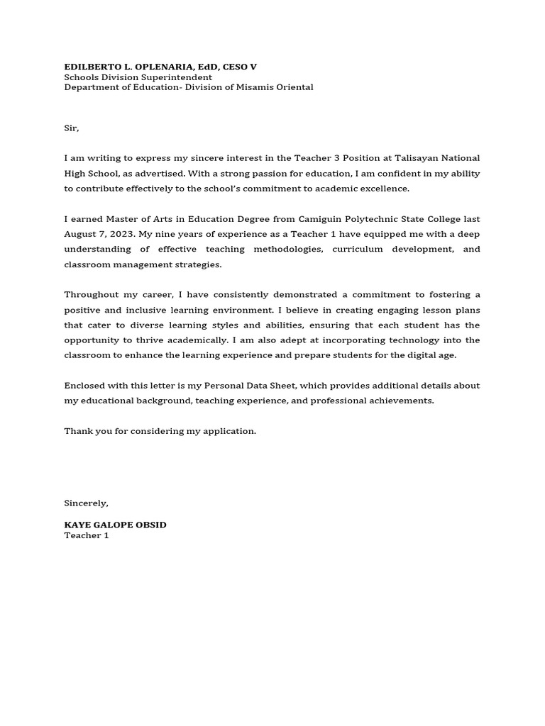 Letter of Intent For t3 | Download Free PDF | Affidavit | Teachers