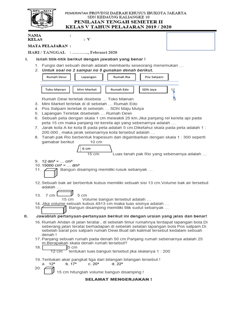 Soal PTS MTK SMT 2 Kelas 5 | PDF