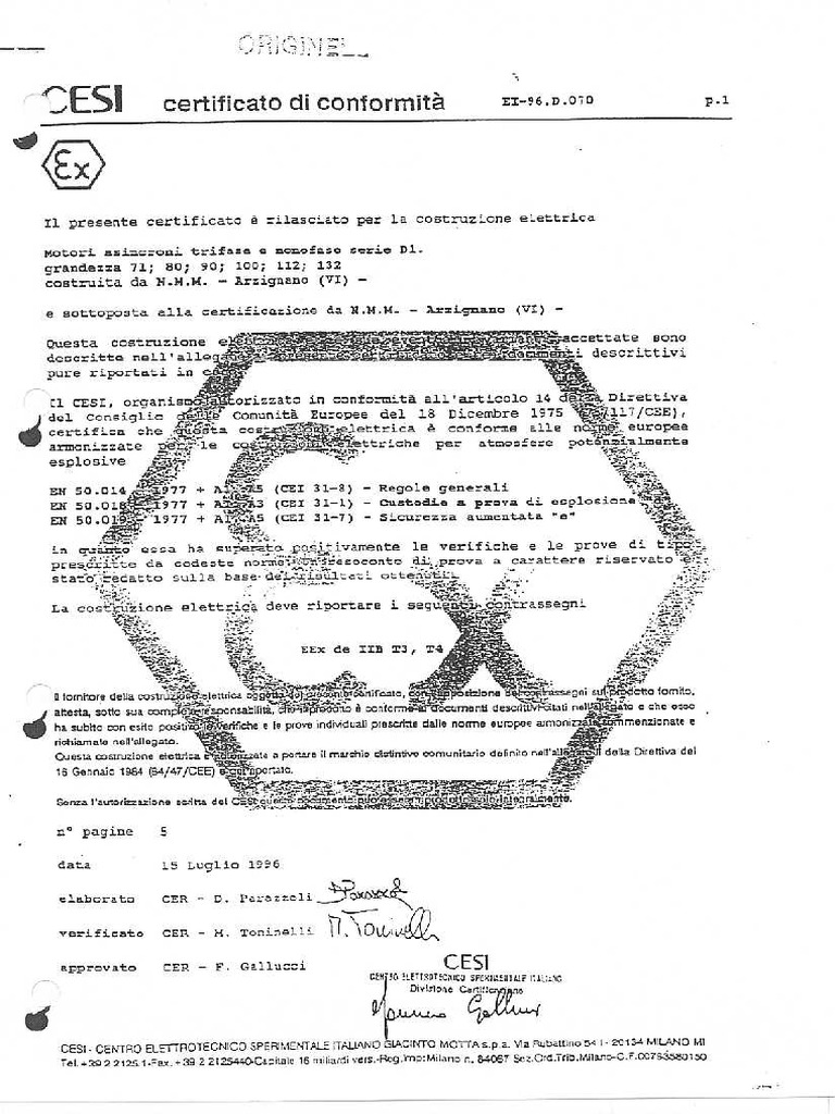 Cesi Ex 96.D.070 | PDF