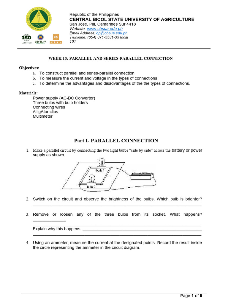 WEEK-13-PARALLEL-COMBINED-CONNECTIONS_-ACTIVITY-SHEET | PDF | Series ...