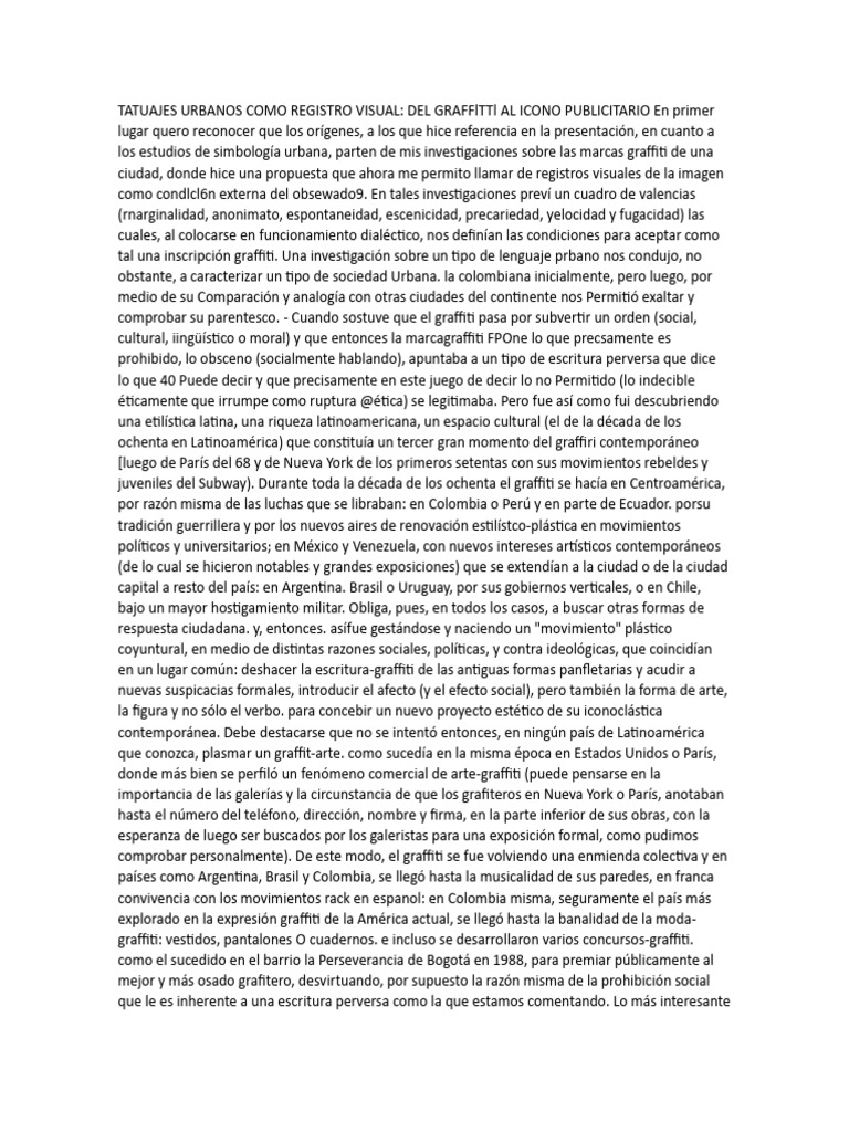 Tatuajes Urbanos Como Registro Visual | PDF | Imagen | Narración