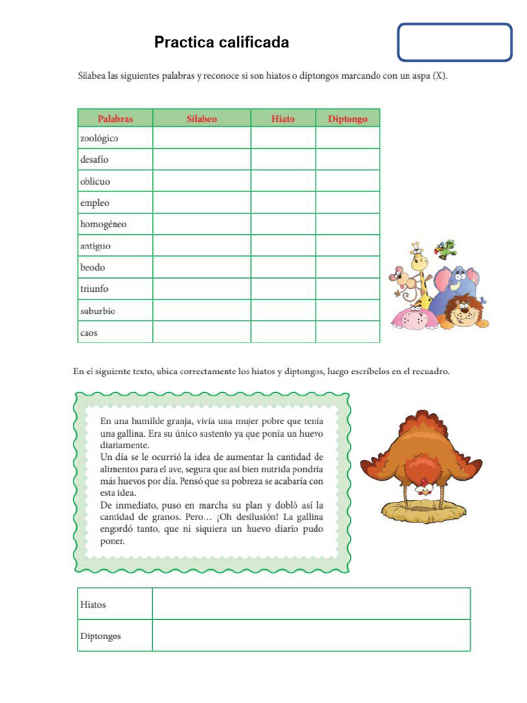 Practica de Hiatos y Diptongos | PDF